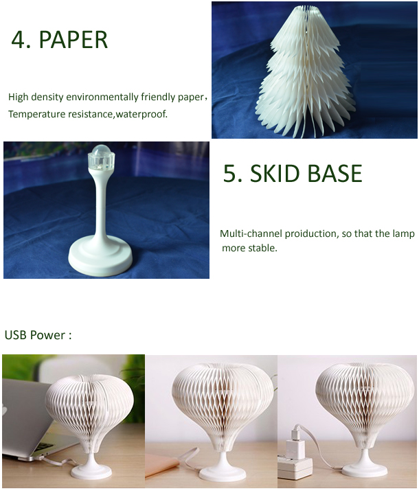 USB Night Decorative Led Christmas Lights Paper Table Lamps